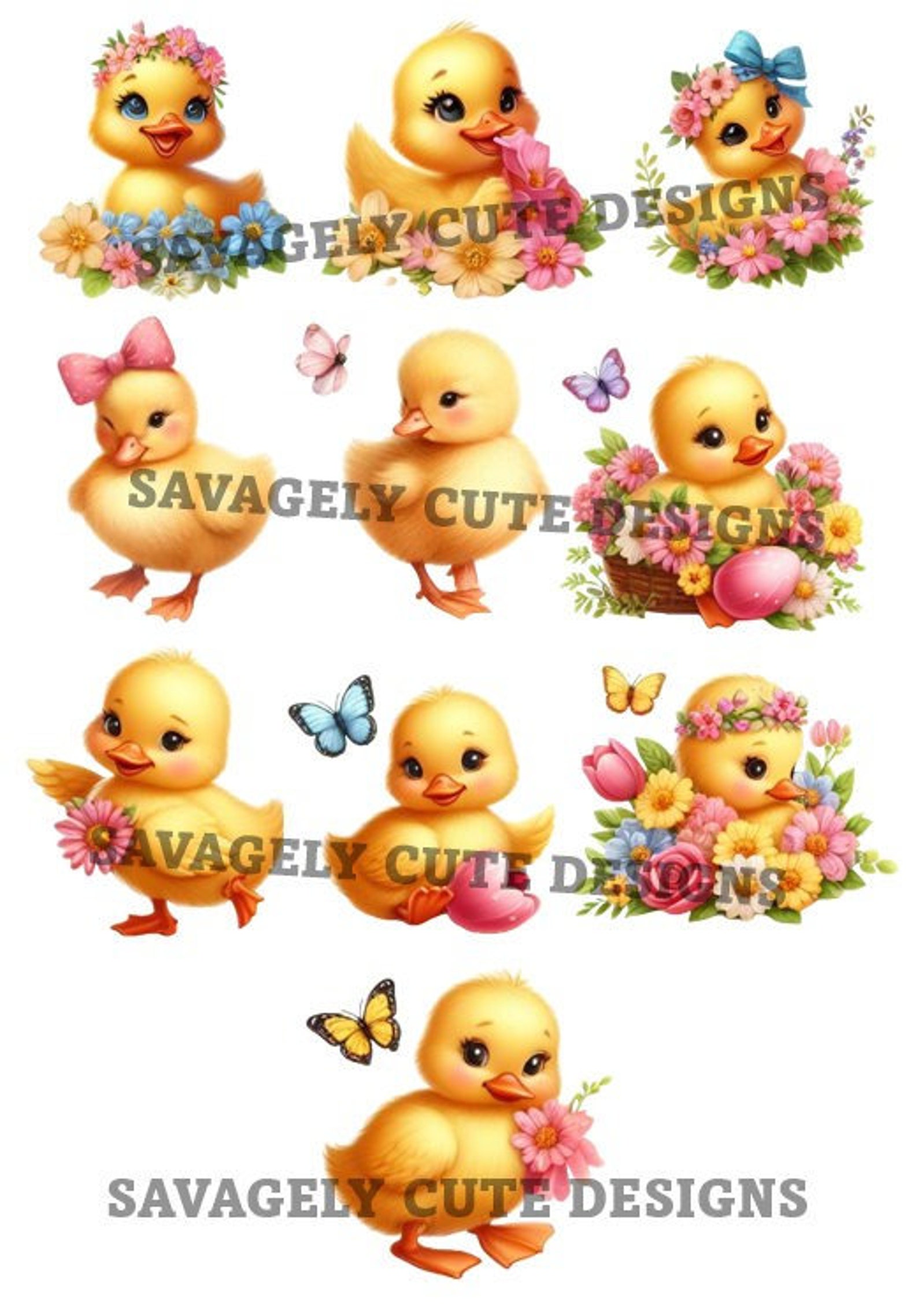 10 Precious Ducklings Clip Art - 300DPI Transparent Backgrounds ...
