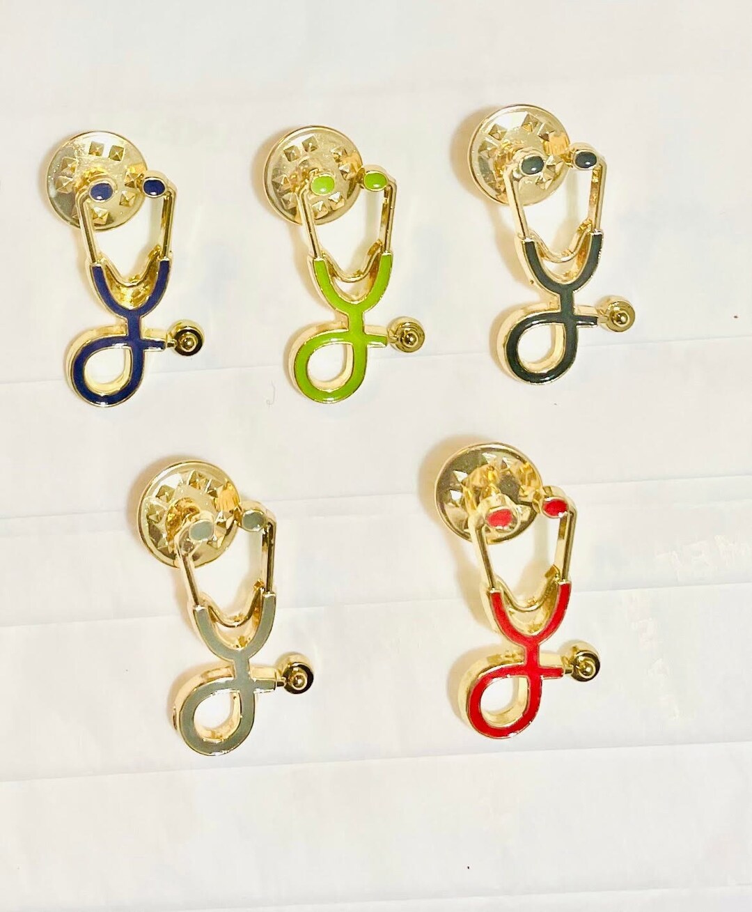 Enamel Goldplated Lapel Stethoscope Pin Brooch for Doctors, Nurses, PA ...