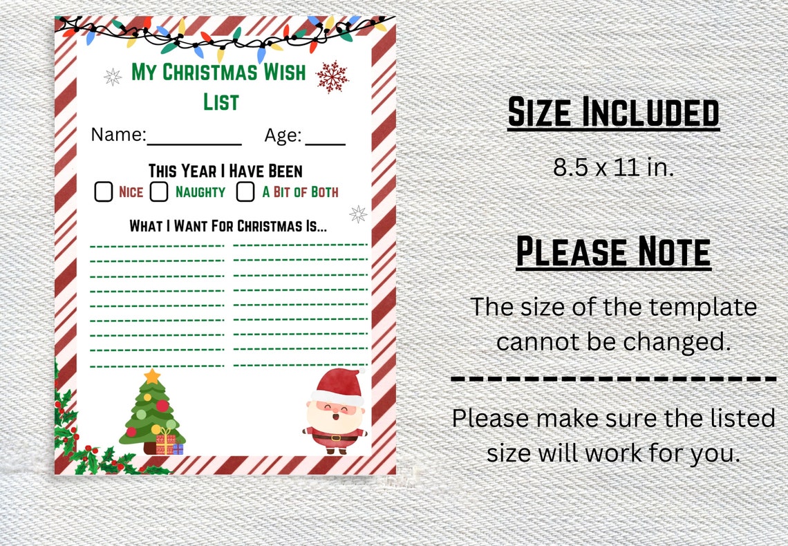 Christmas Wish List for Kids Editable Template, Customizable ...