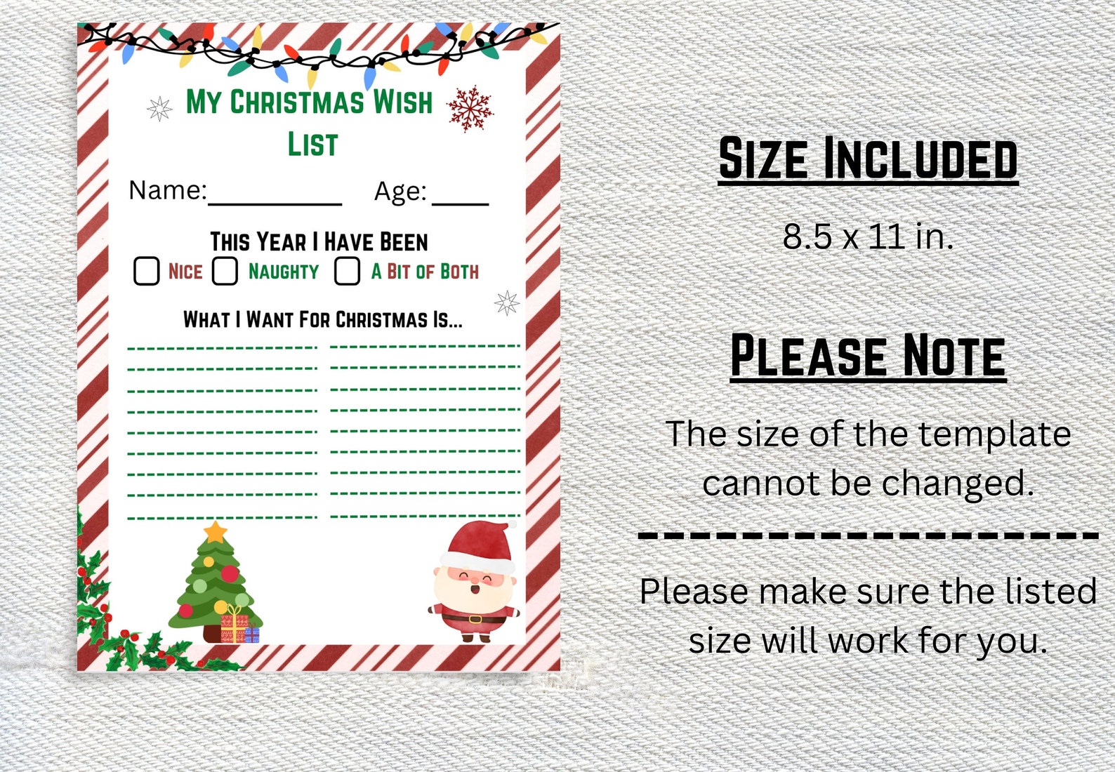 Christmas Wish List for Kids Editable Template, Customizable ...
