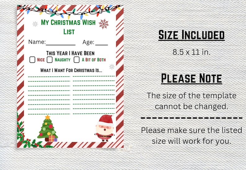 Christmas Wish List for Kids Editable Template, Customizable ...