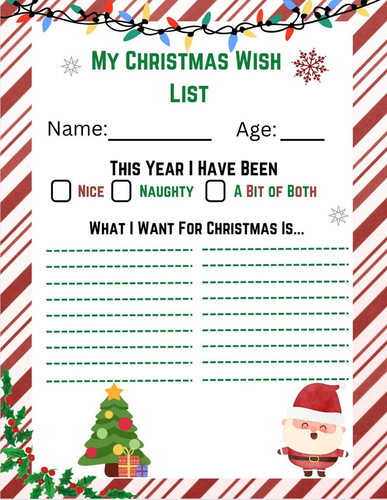 Christmas Wish List for Kids Editable Template, Customizable ...