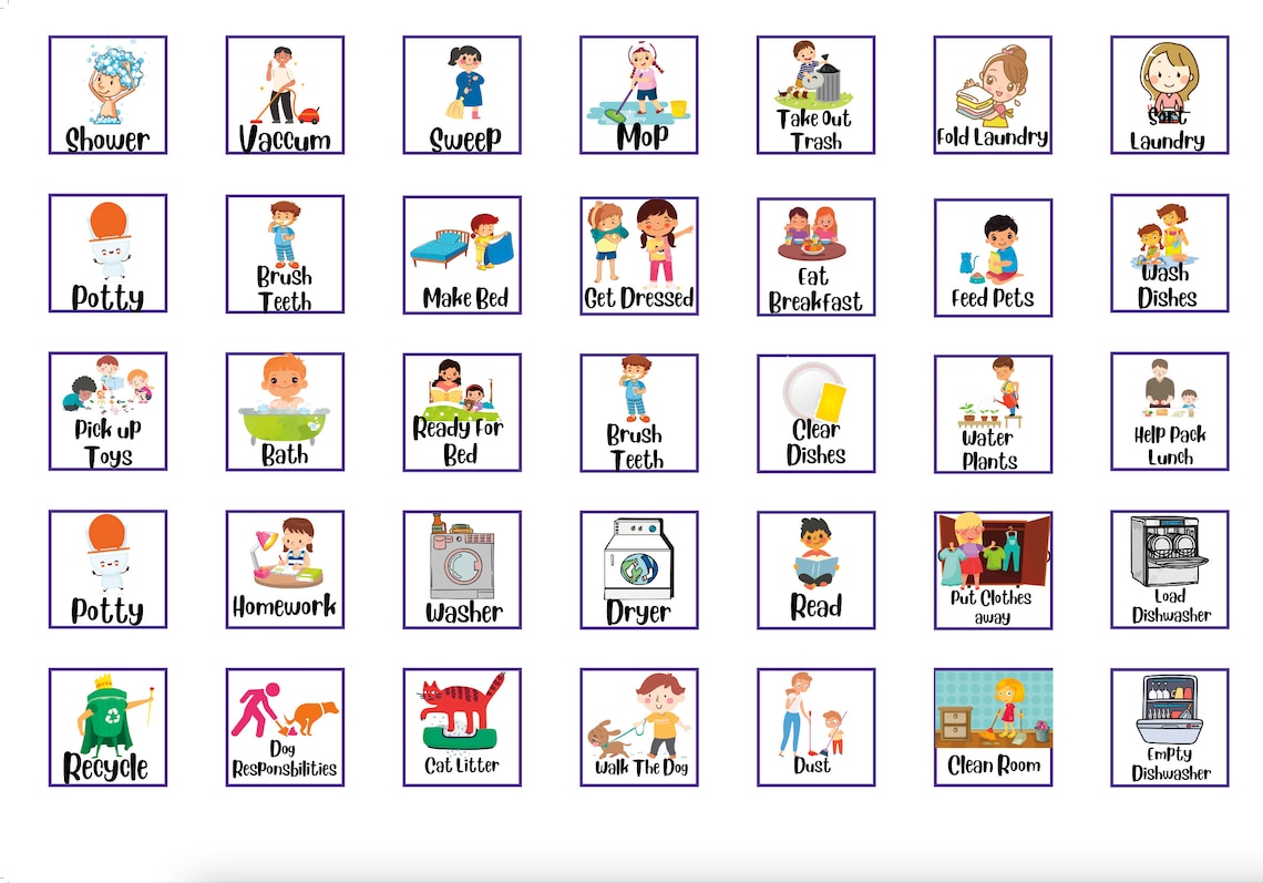 Daily Responsibilities Routine Card for Kids Morning and Evening ...