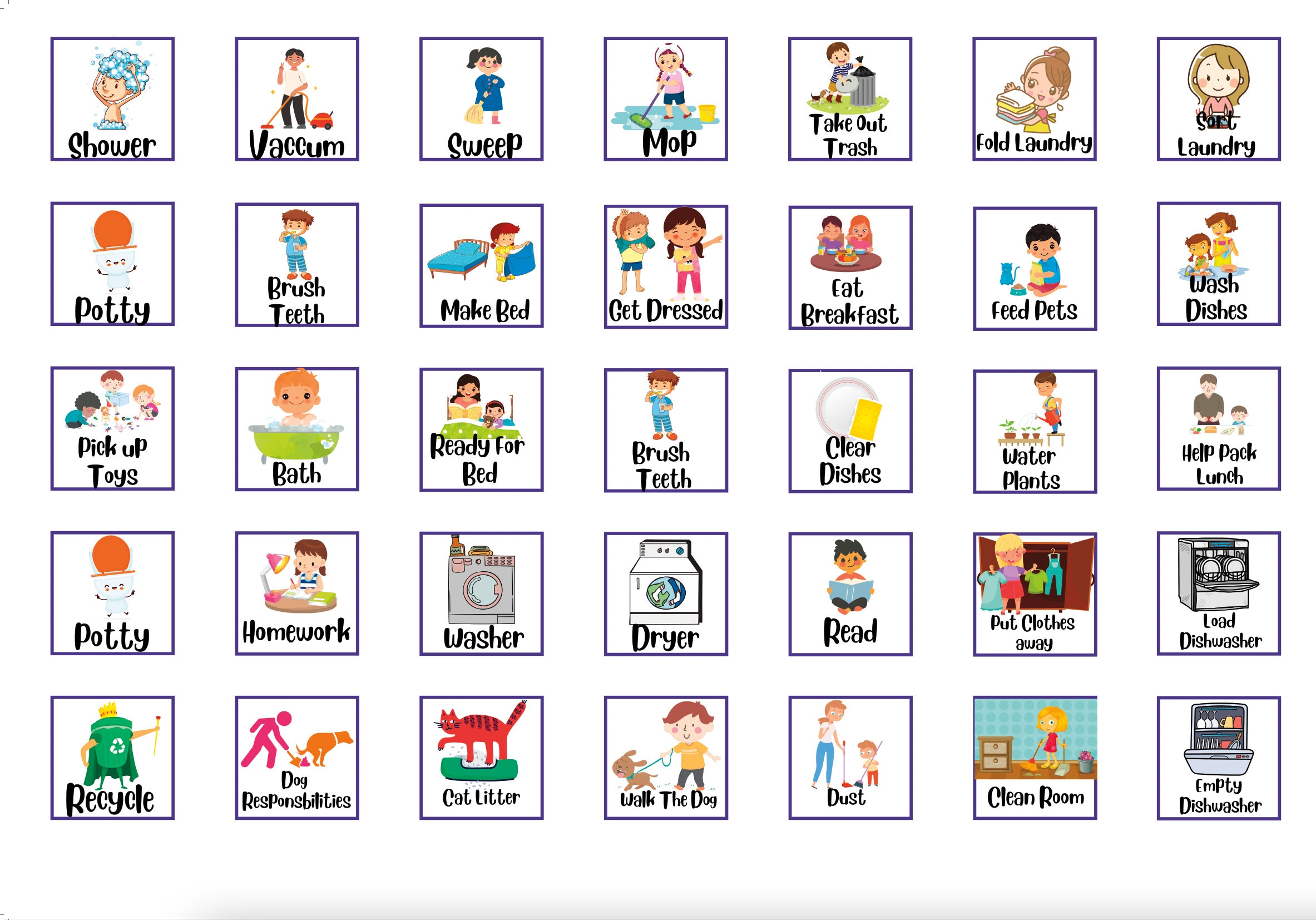 Daily Responsibilities Routine Card for Kids Morning and Evening ...