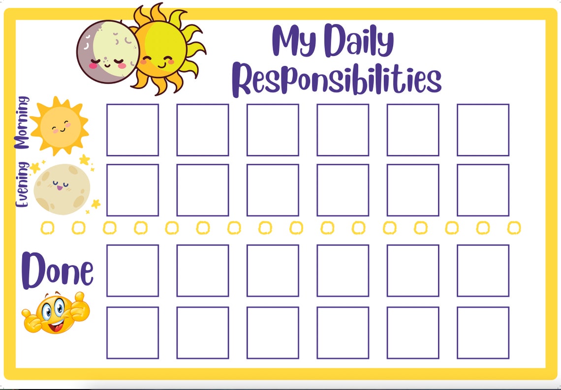 Daily Responsibilities Routine Card for Kids Morning and Evening ...