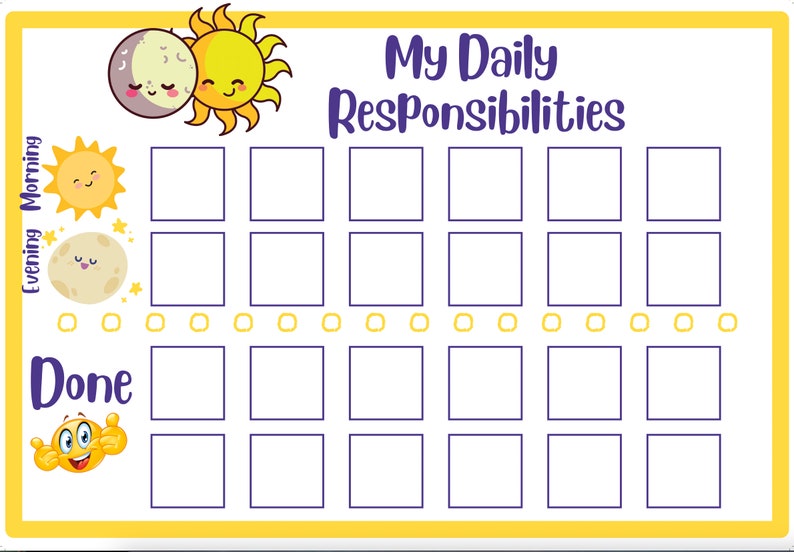 Daily Responsibilities Routine Card for Kids Morning and Evening ...