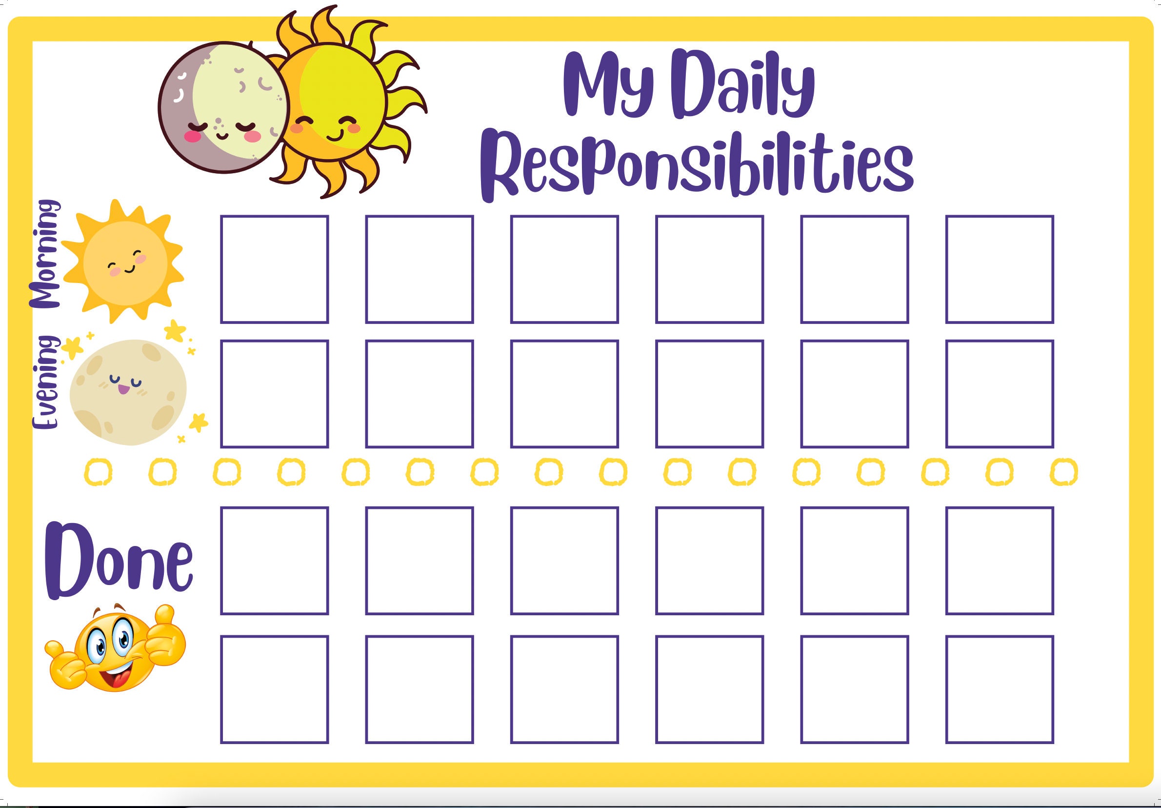 Daily Responsibilities Routine Card for Kids Morning and Evening ...