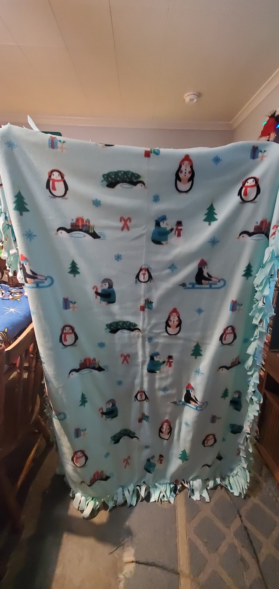 Penguin Fleece Tie Blanket - Etsy