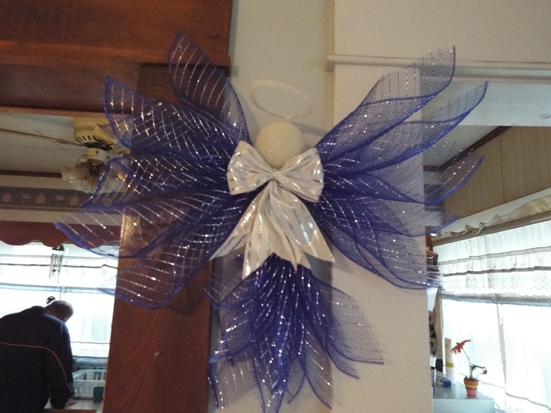 Royal Blue Deco Mesh Angel - Etsy