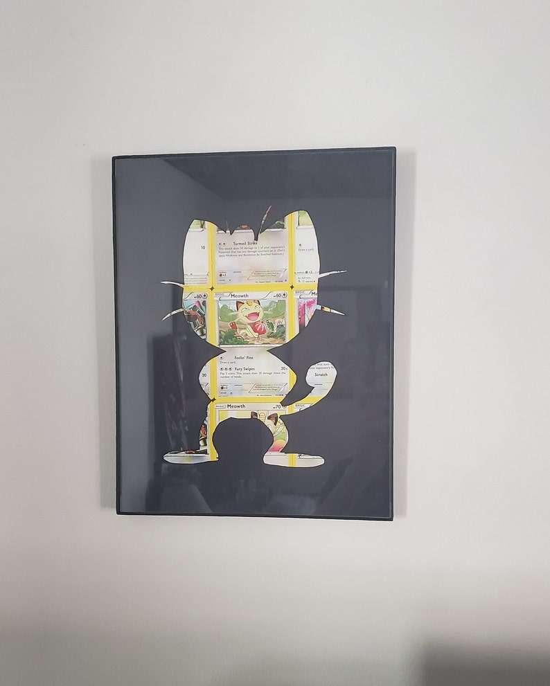 Pokémon Card Silhouette Art - Meowth - Etsy