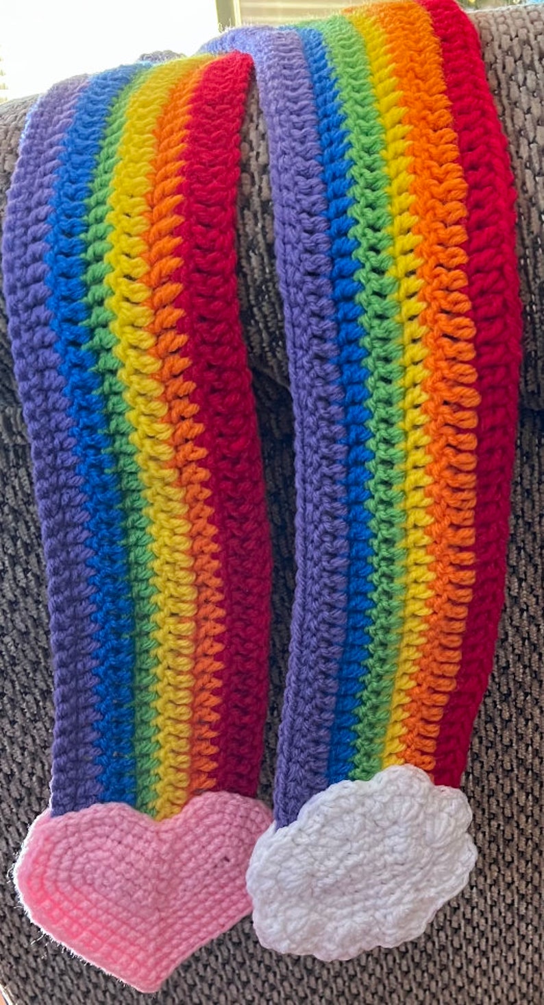 Rainbow Scarf With Heart and Cloud - Etsy