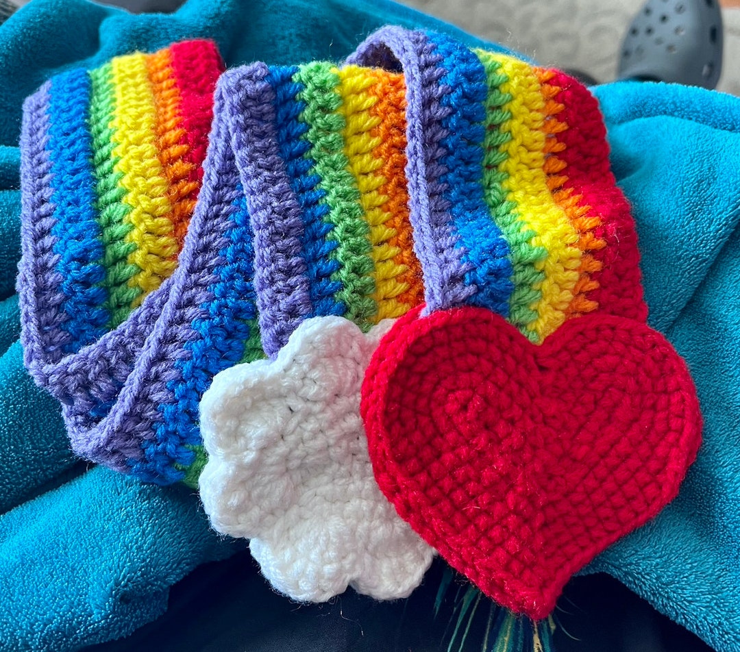 Rainbow Scarf With Heart and Cloud - Etsy