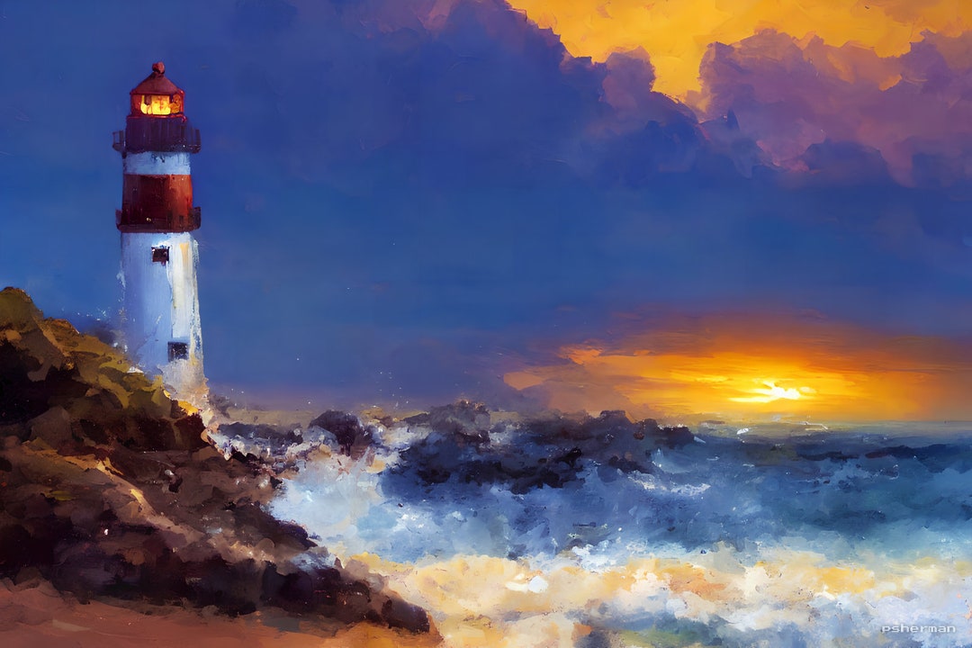 Lighthouses II 001 Impressionist Canvas Wall Art - Etsy