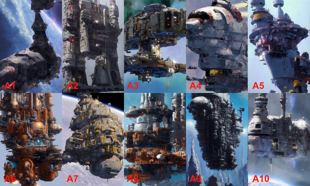 Science Fiction Space Ship Poster Art Impressionist Wall Art - Etsy