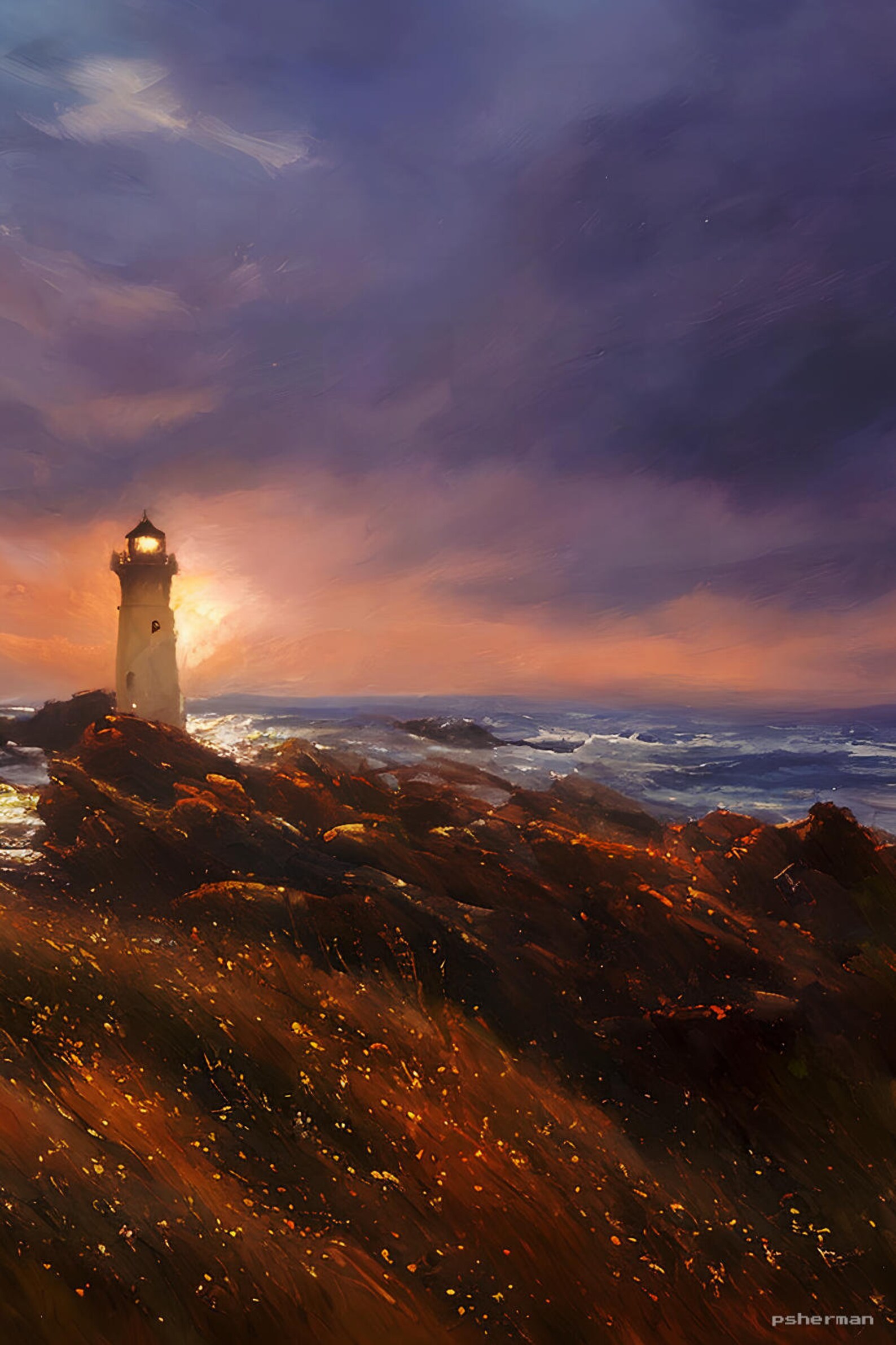 Lighthouses III 002 Vertical Impressionist Canvas Wall Art - Etsy