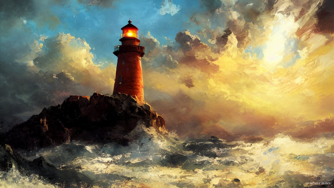 Lighthouse 2 Impressionist Canvas Wall Art - Etsy