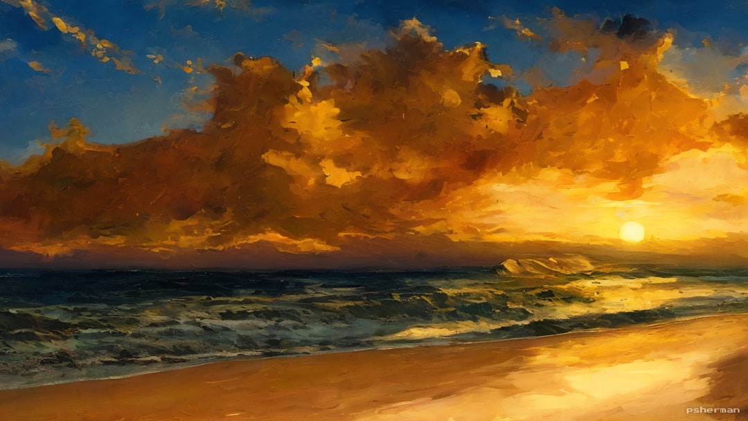 Beach Scenes 9 Impressionist Canvas Wall Art - Etsy