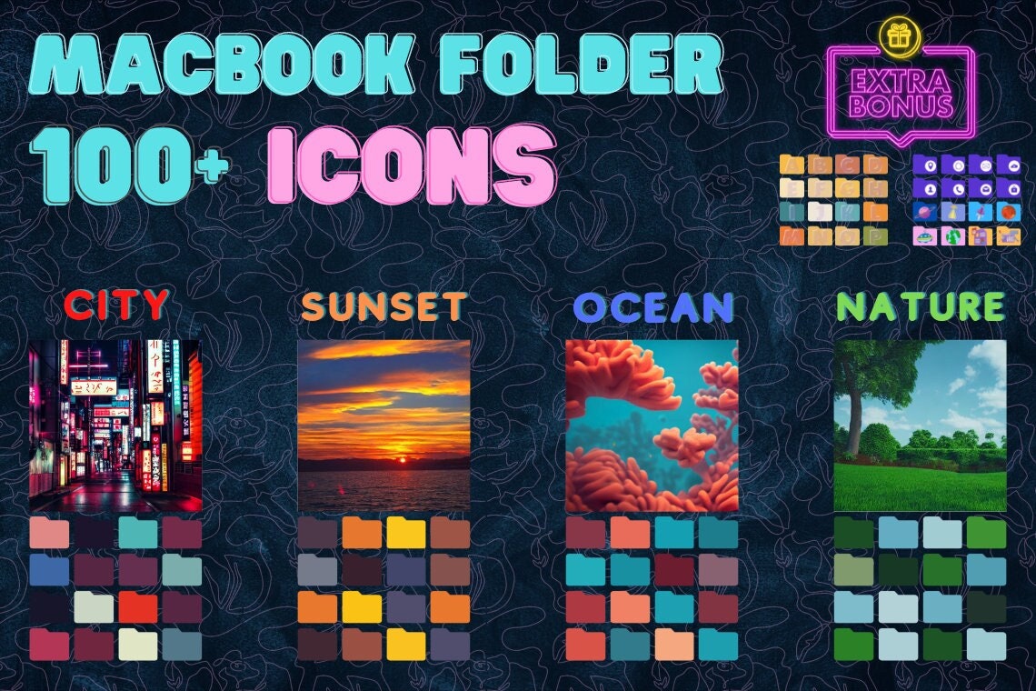 100 Bundle Desktop Folder Icons for MacBook Nature Minimal - Etsy