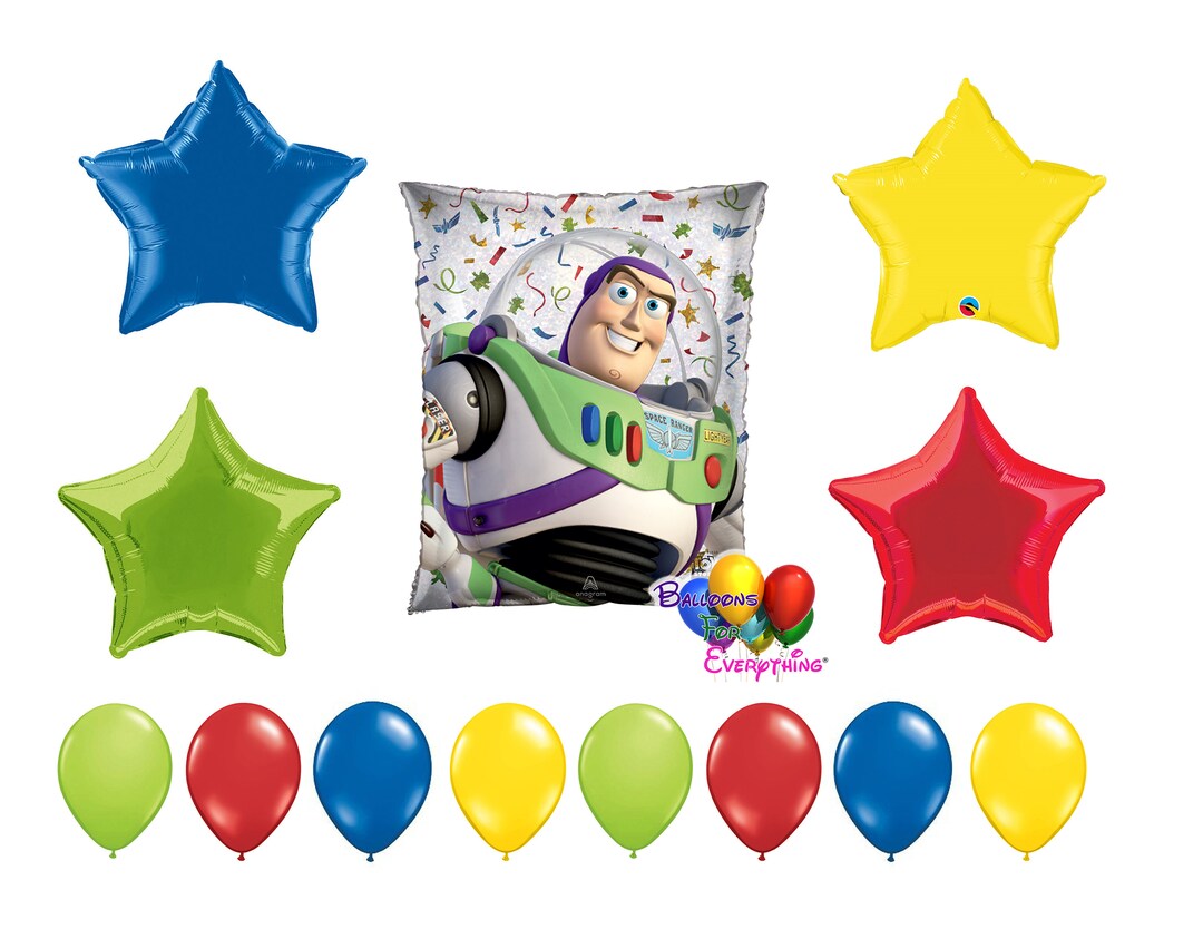 Buzz Lightyear Birthday Balloons Deluxe Set, Toy Story Buzz Globos ...
