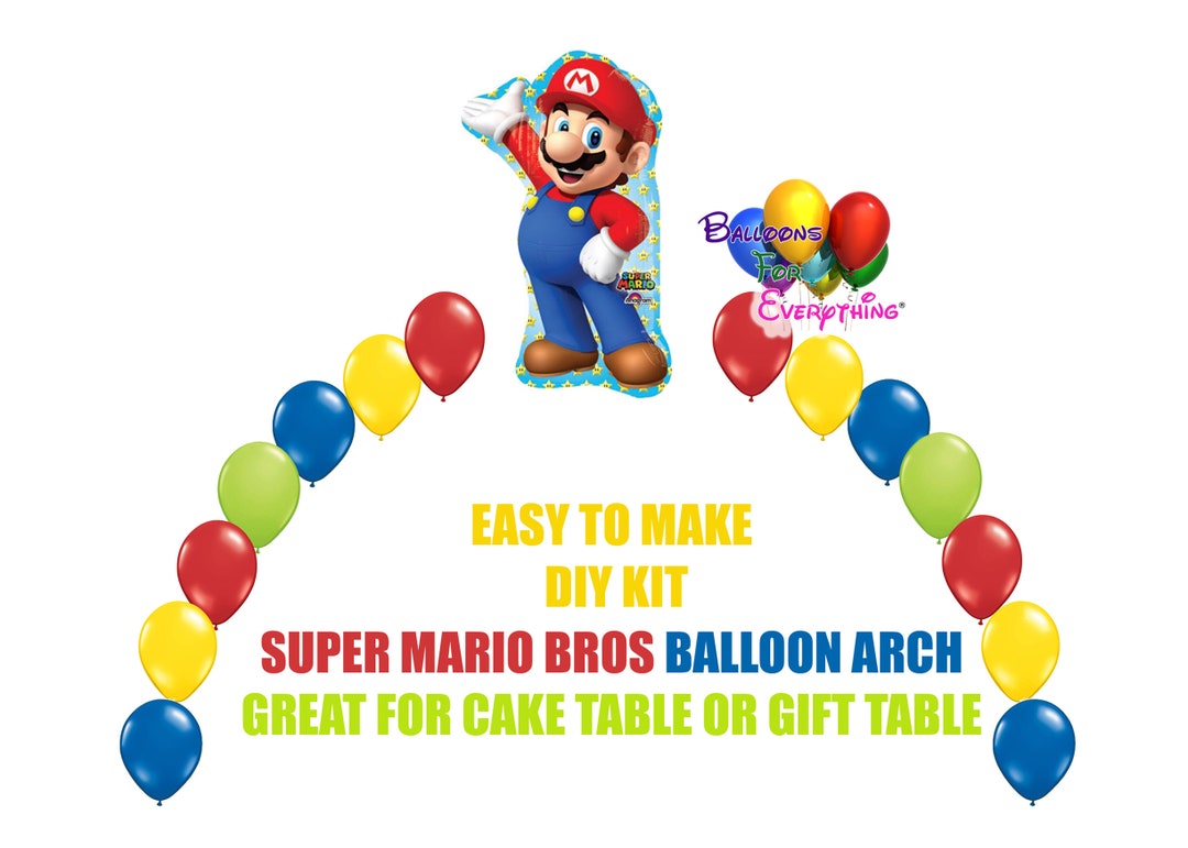 Super Mario Bros Birthday Balloon Arch, Cake Table, Gift Table, DIY KIT ...