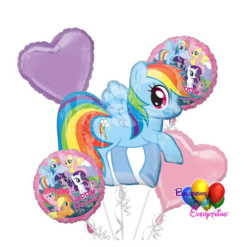 My Little Pony Rainbow Dash Birthday Balloons Bouquet, Globos Fiesta ...