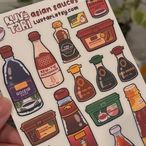 Asian Sauces Sticker Sheet - Cute Condiments, Asian Foods Stickers ...