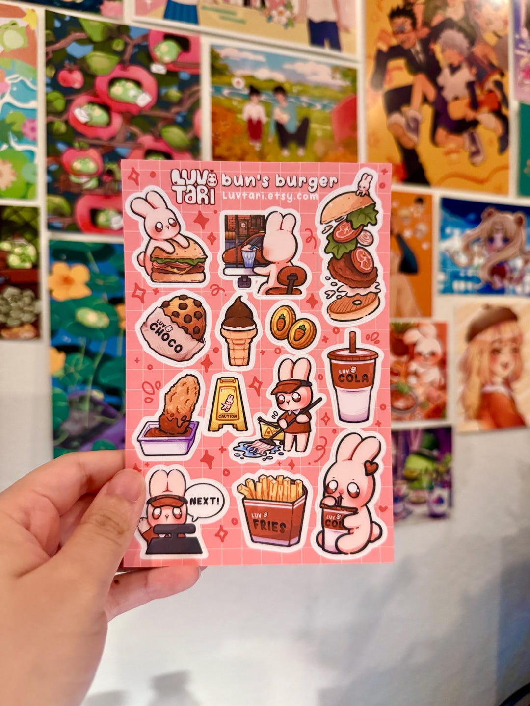 Bun’s Burgers Sticker Sheet, Fast Food Stickers, Burgers & Fries | Cute ...