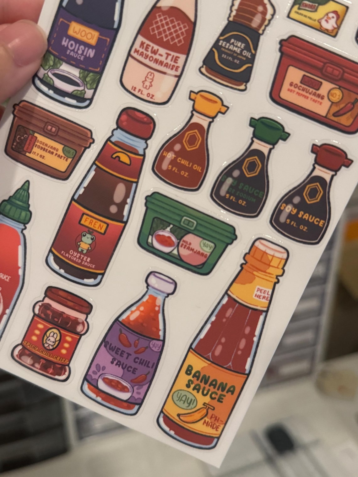 Asian Sauces Sticker Sheet - Cute Condiments, Asian Foods Stickers ...