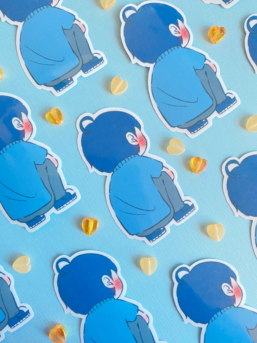 Shy Boy Stickers Kawaii Laptop Decal, Glossy Waterproof Sticker ...