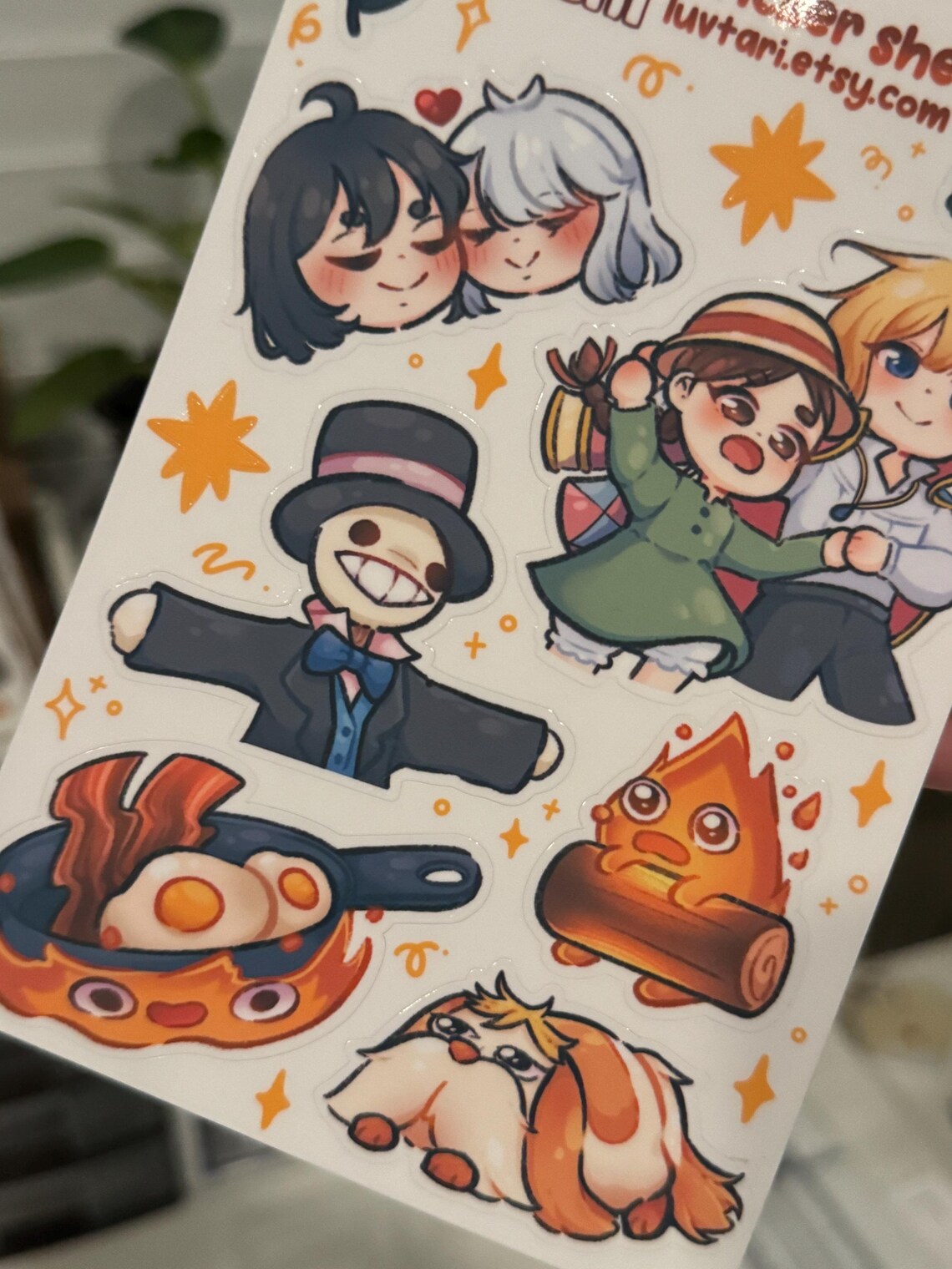 Howl, Sophie & Friends Sticker Sheet - Cute Anime Couple, Calcifer ...
