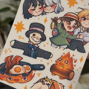 Howl, Sophie & Friends Sticker Sheet - Cute Anime Couple, Calcifer ...