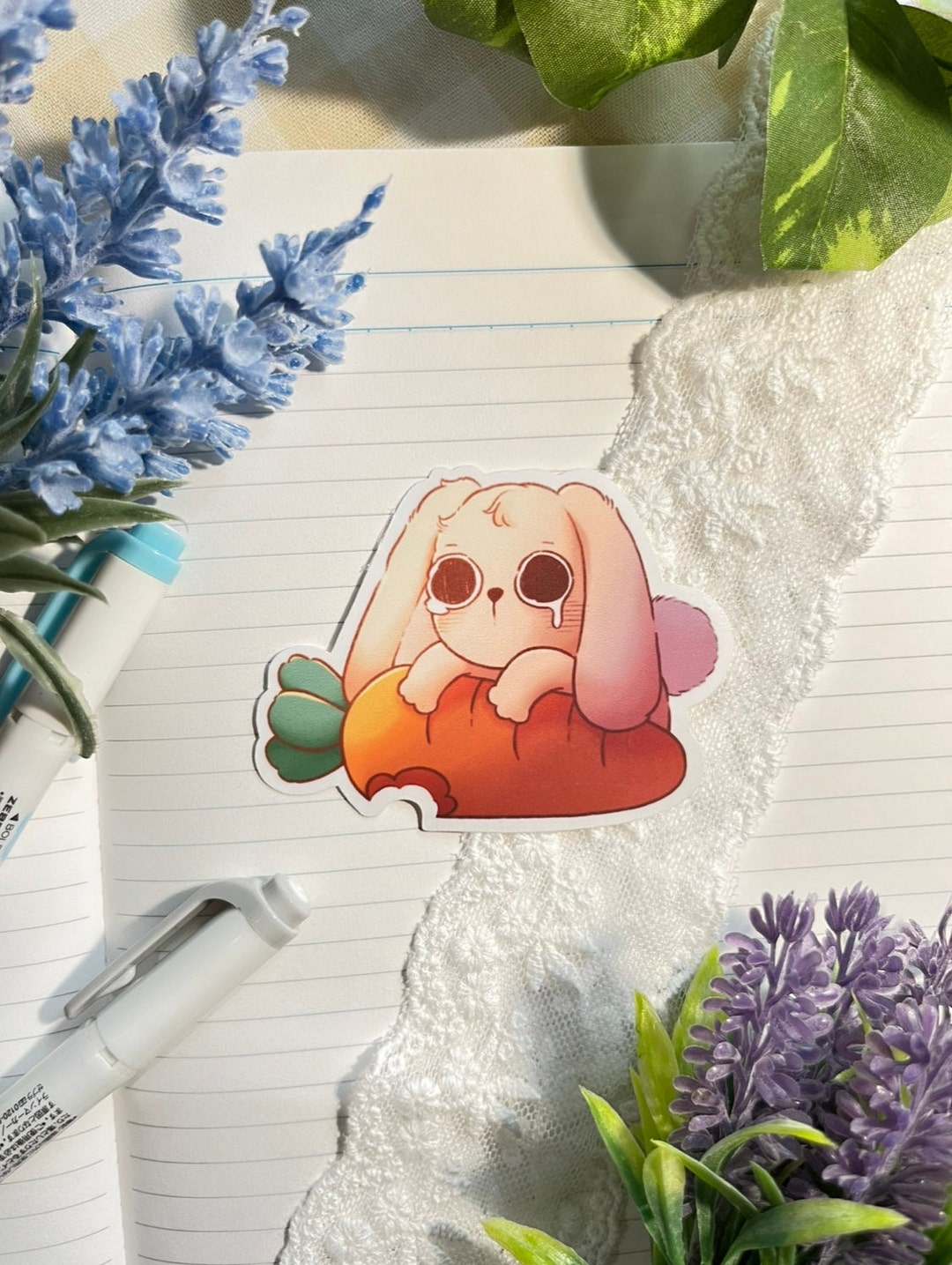 Sad Bunny Sticker who Ate My Carrot Kawaii Bunny and - Etsy