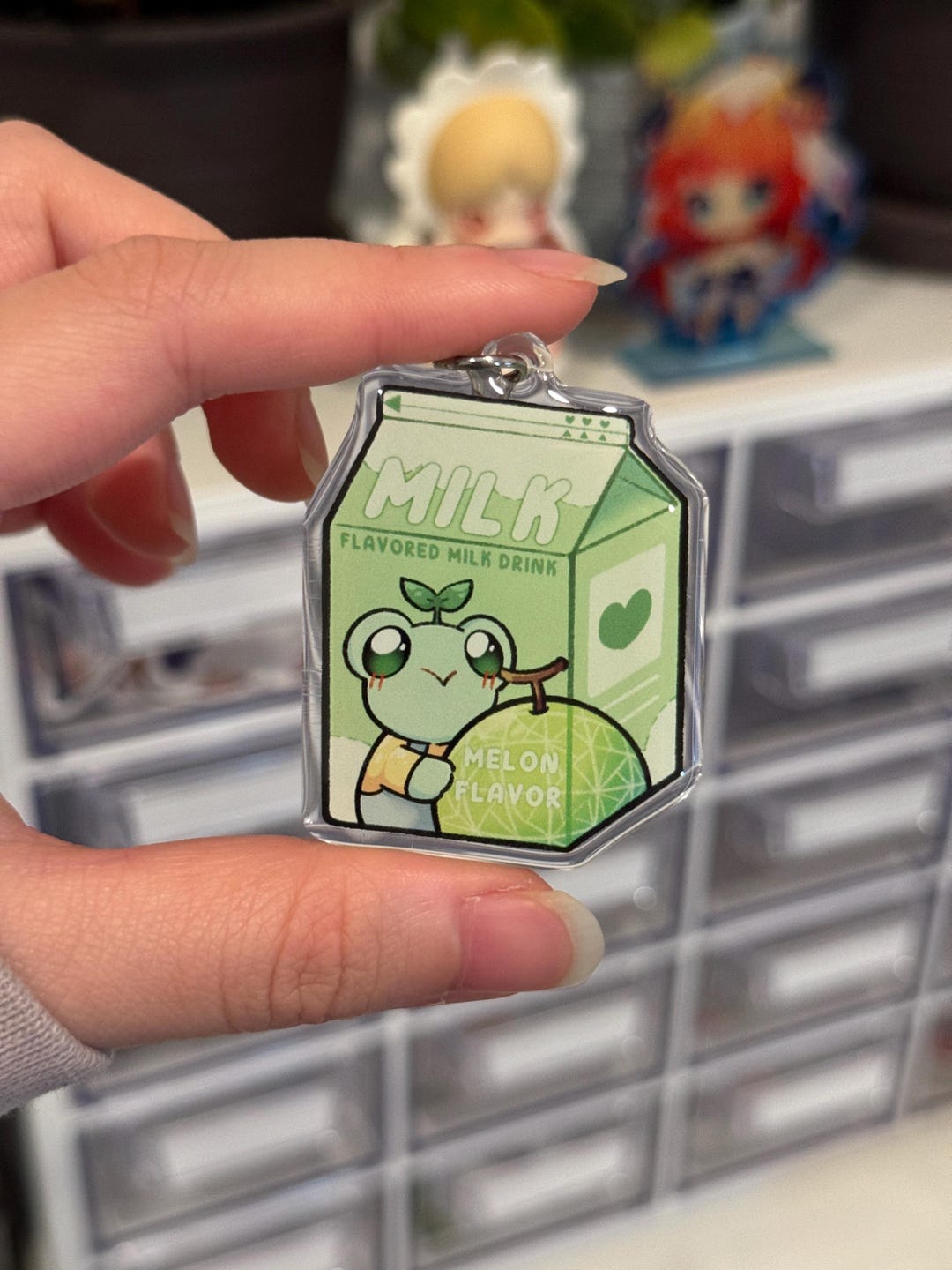 Melon Flavor Milk, Kawaii Frog Keychain | 2” Epoxy Keychain, Froggy ...