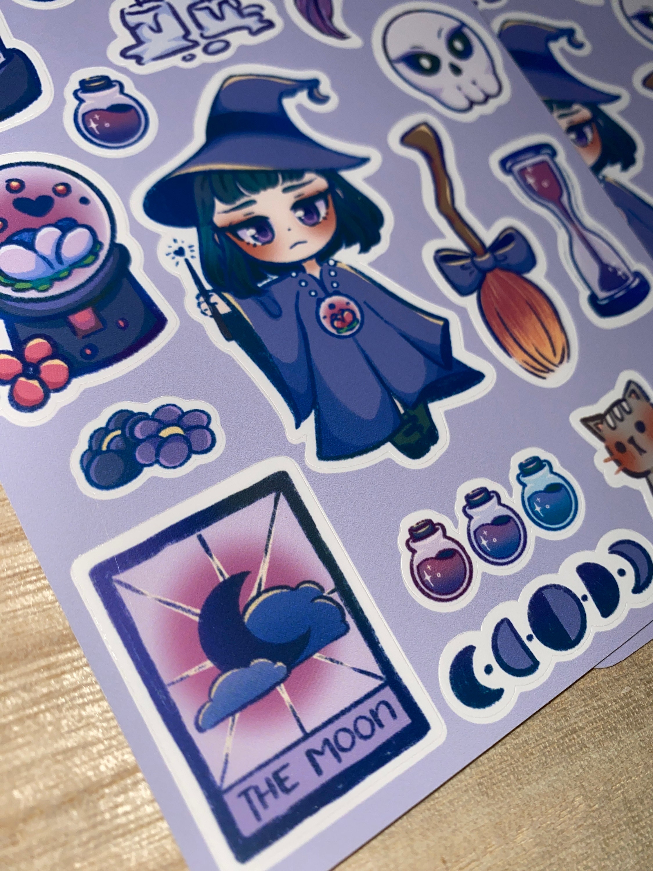 Moonlit Witch Planner Sticker Sheet Cute Witch Girl Stickers Kawaii ...