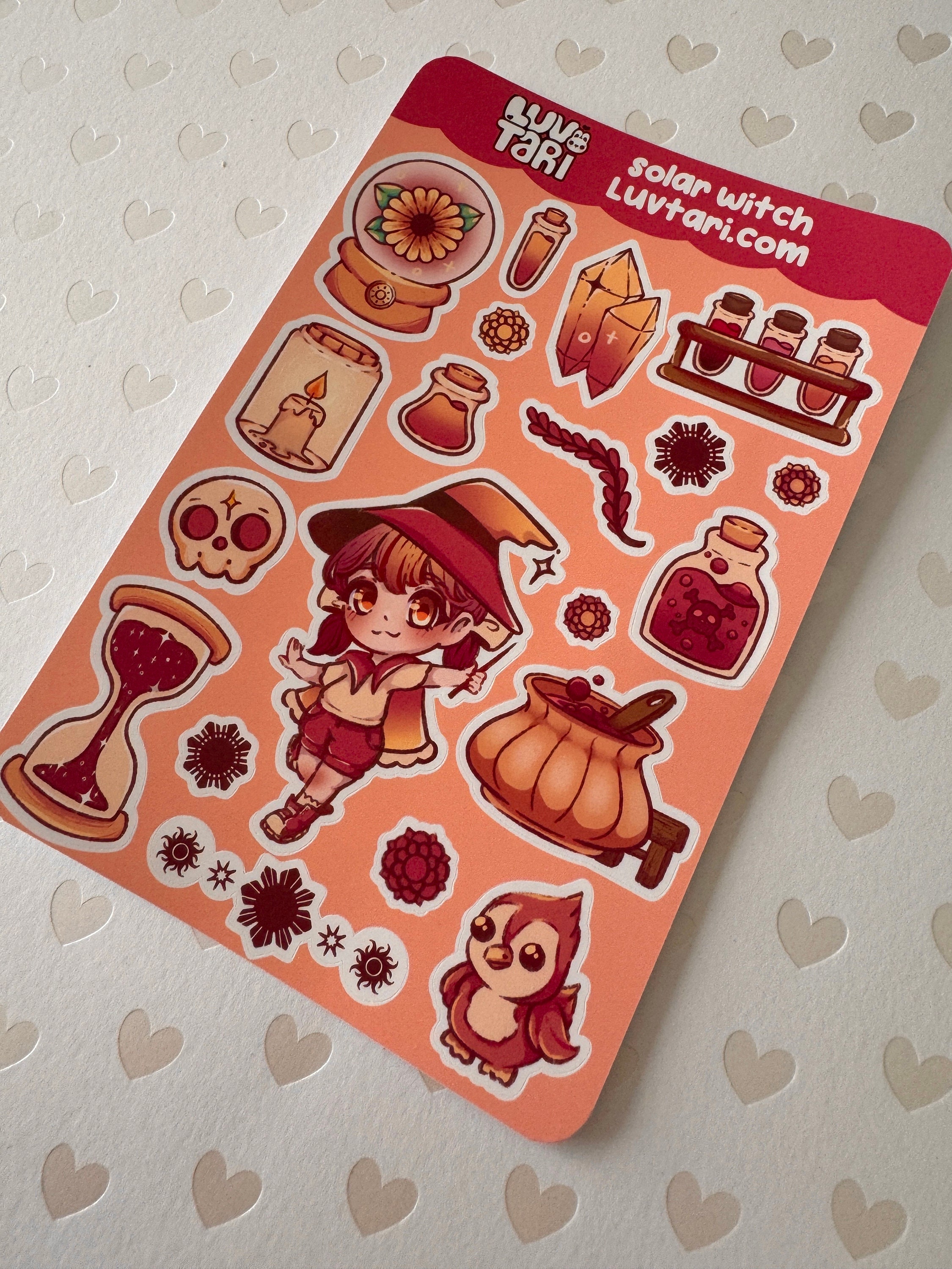 Solar Sun Witch Planner Sticker Sheet - Cute Witch Girl Stickers ...