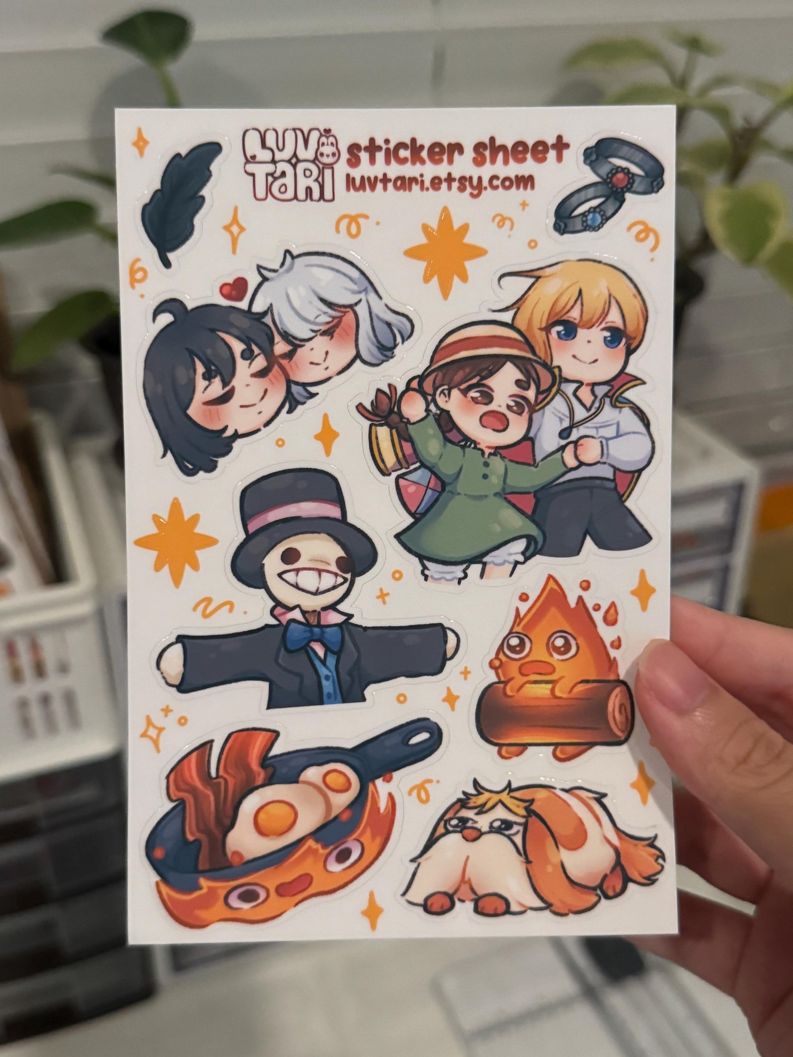 Howl, Sophie & Friends Sticker Sheet - Cute Anime Couple, Calcifer ...