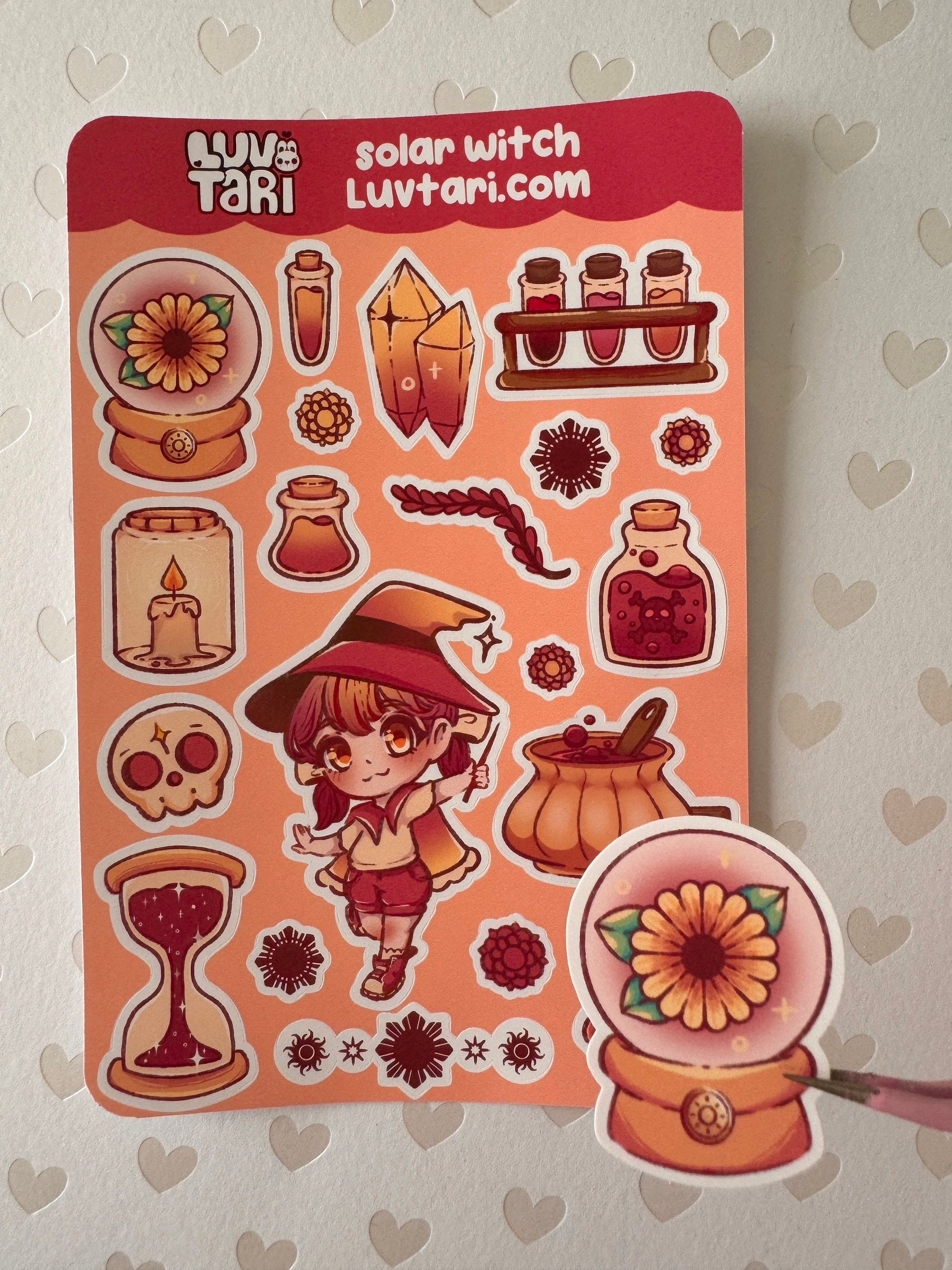 Solar Sun Witch Planner Sticker Sheet - Cute Witch Girl Stickers ...