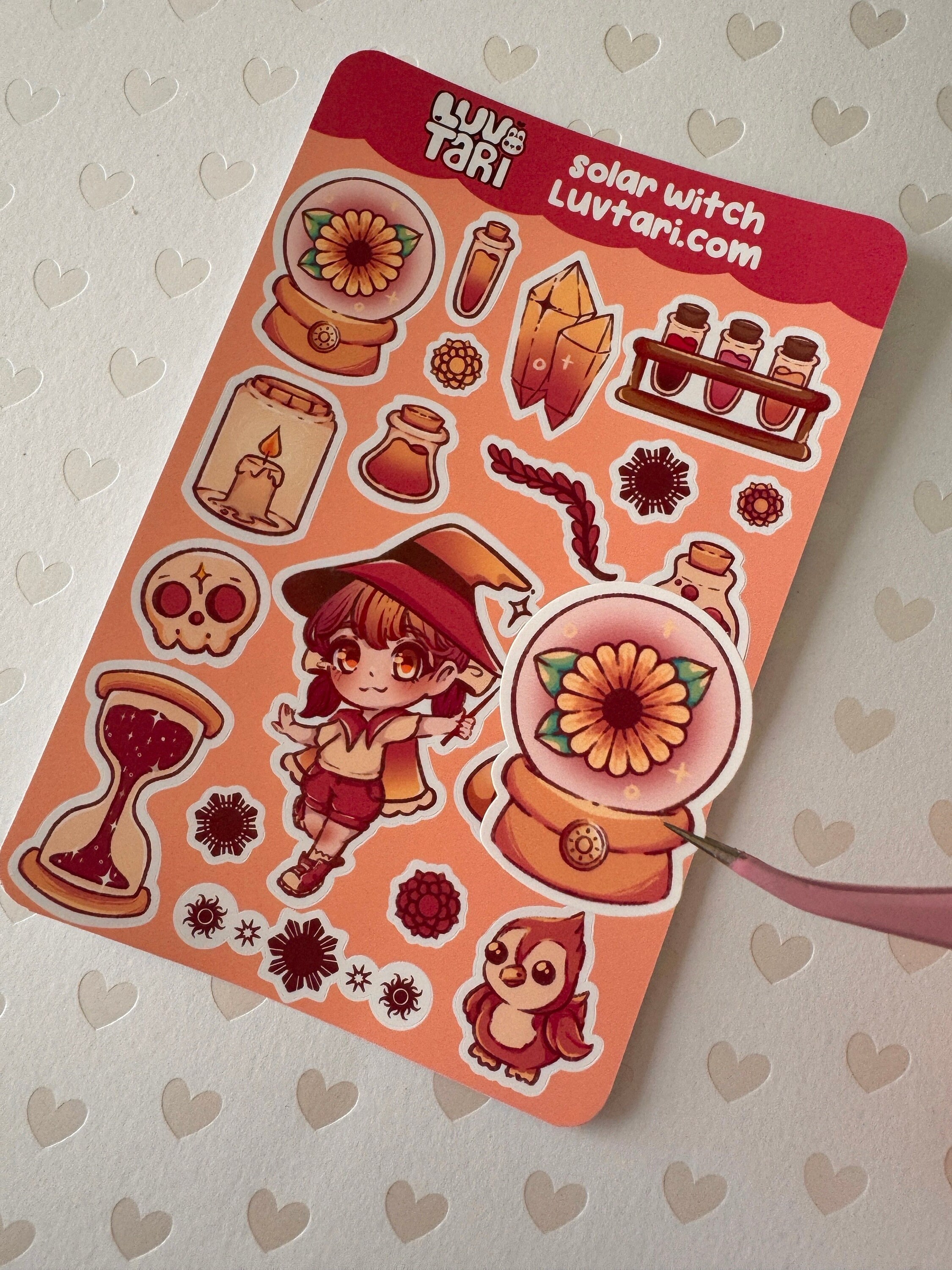 Solar Sun Witch Planner Sticker Sheet - Cute Witch Girl Stickers ...