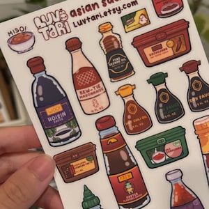 Asian Sauces Sticker Sheet - Cute Condiments, Asian Foods Stickers ...