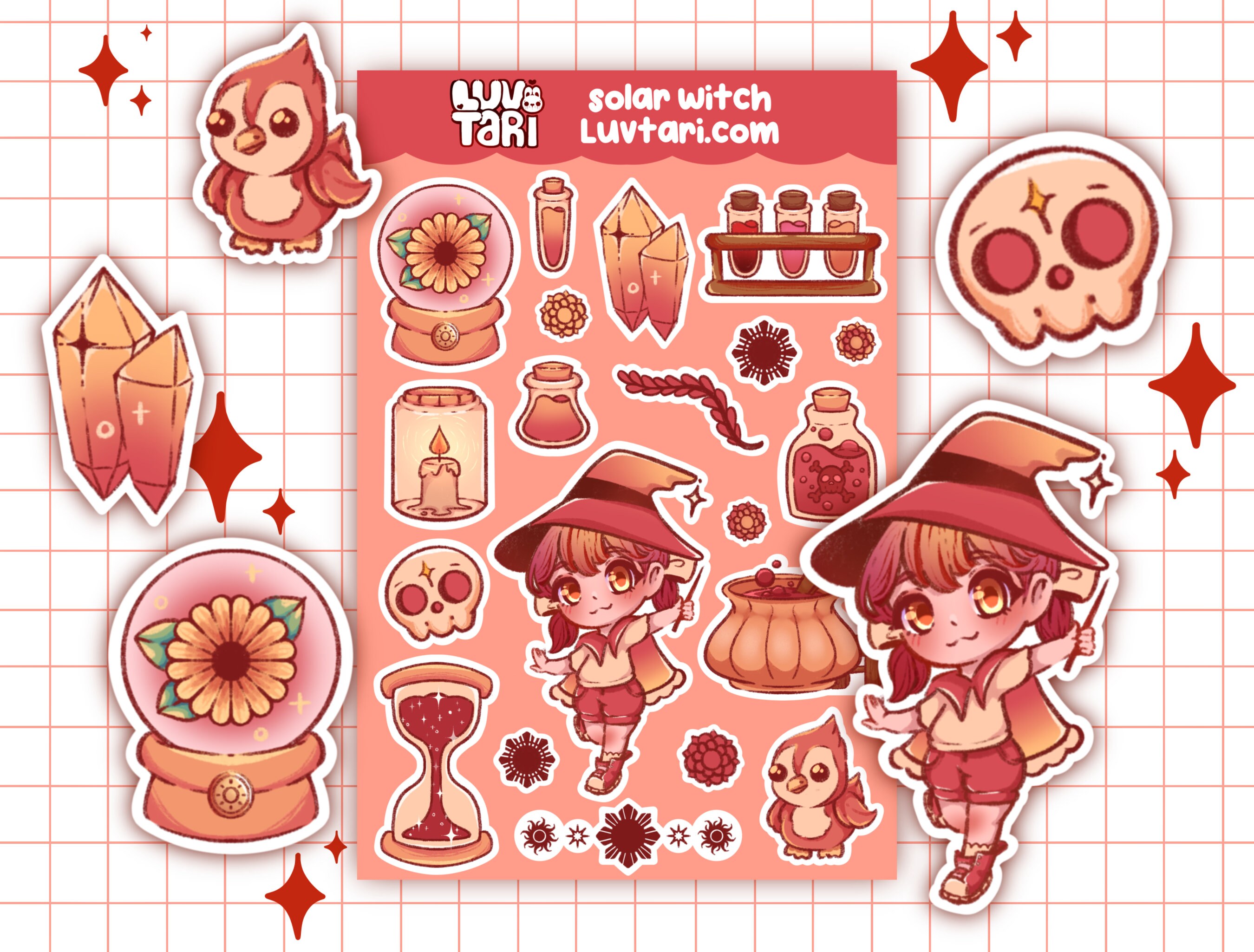 Solar Sun Witch Planner Sticker Sheet - Cute Witch Girl Stickers ...