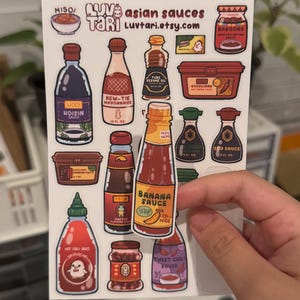 Asian Sauces Sticker Sheet - Cute Condiments, Asian Foods Stickers ...