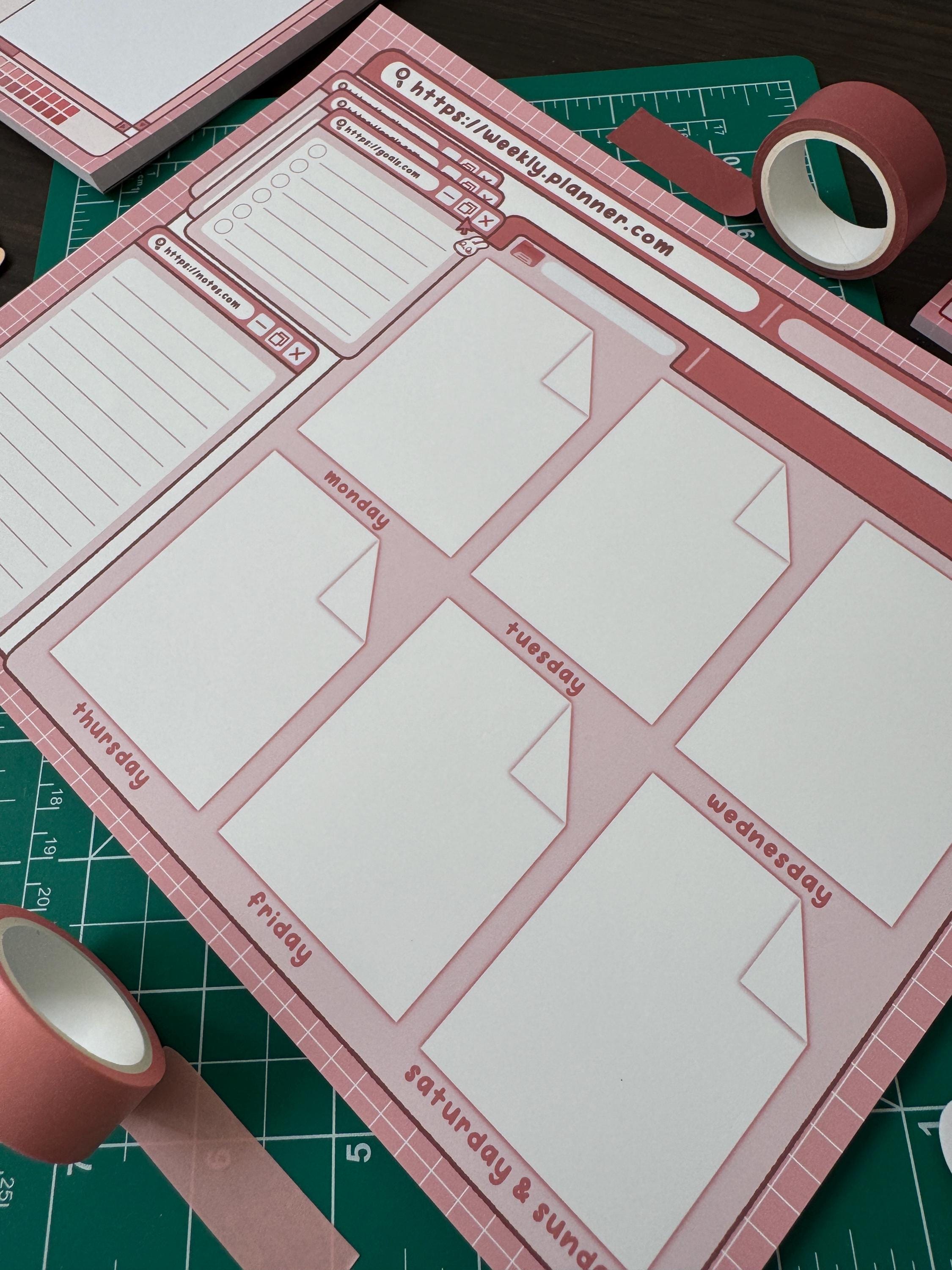 Pink Internet Themed Weekly Planner | Desk Planner, 50 Tear-away Sheets ...
