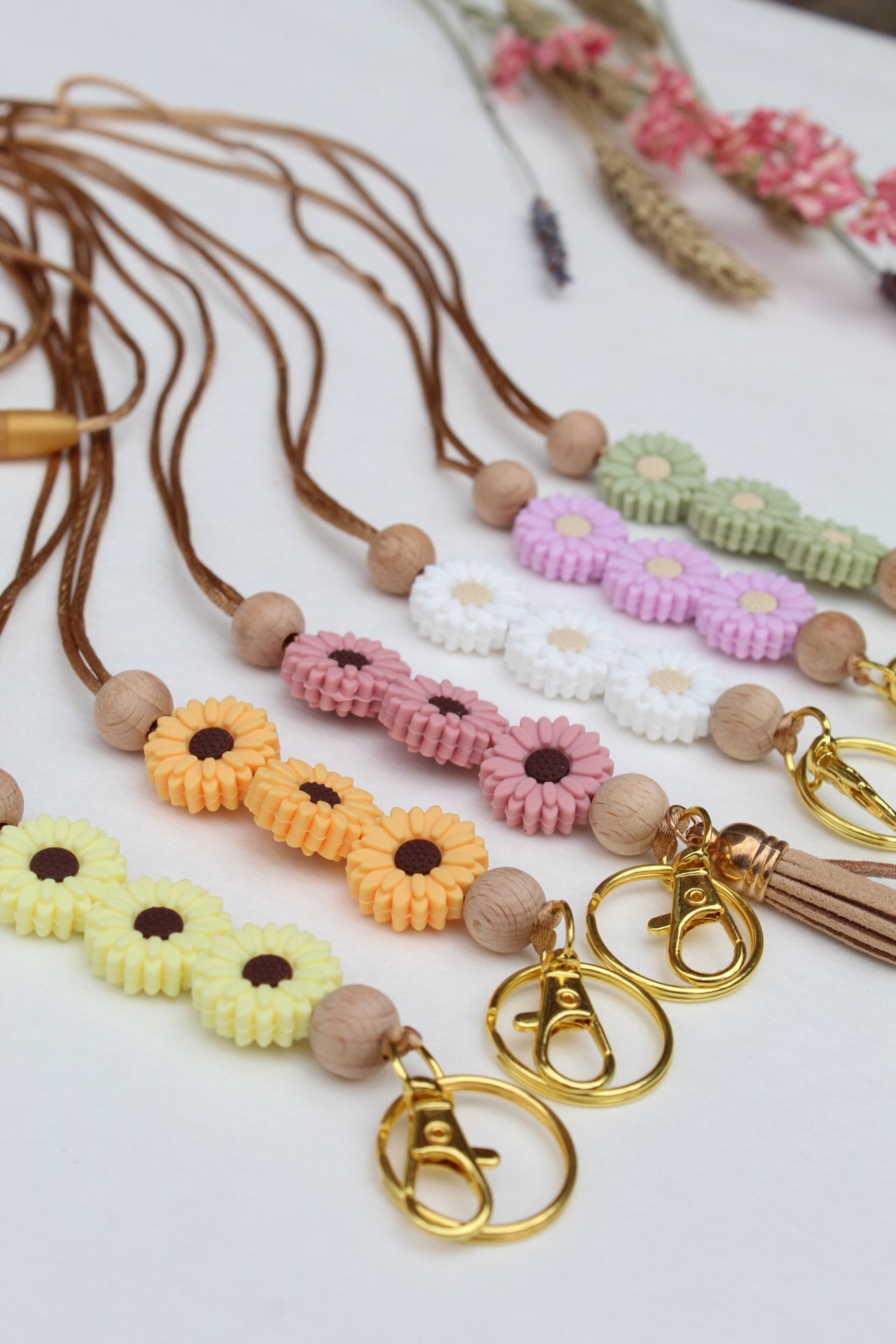 Sunflower Lanyard Beaded Lanyard Teacher Lanyard Breakaway - Etsy