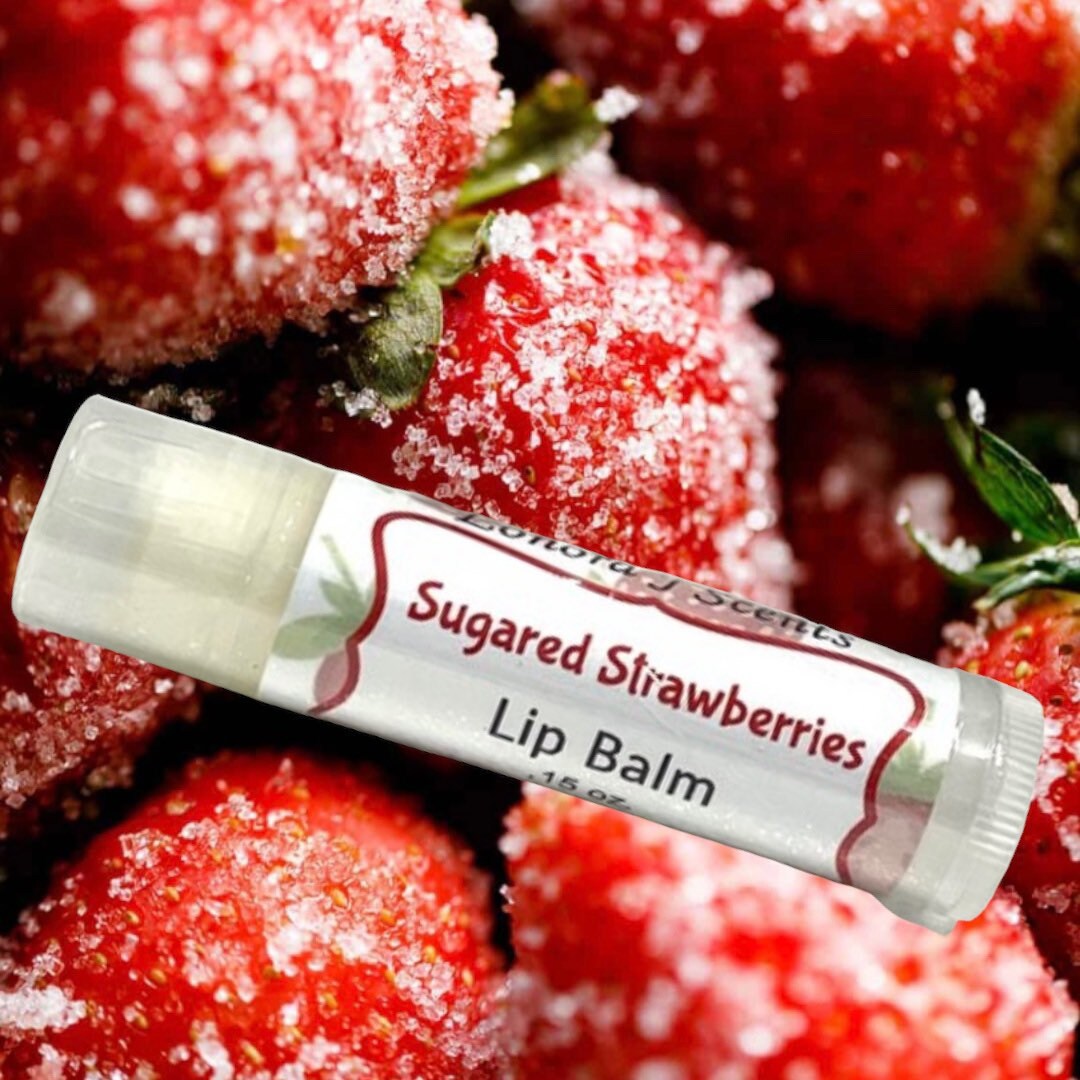 Lip Balm, Sugared Strawberries Flavored Lip Balm, Strawberry Chapstick ...