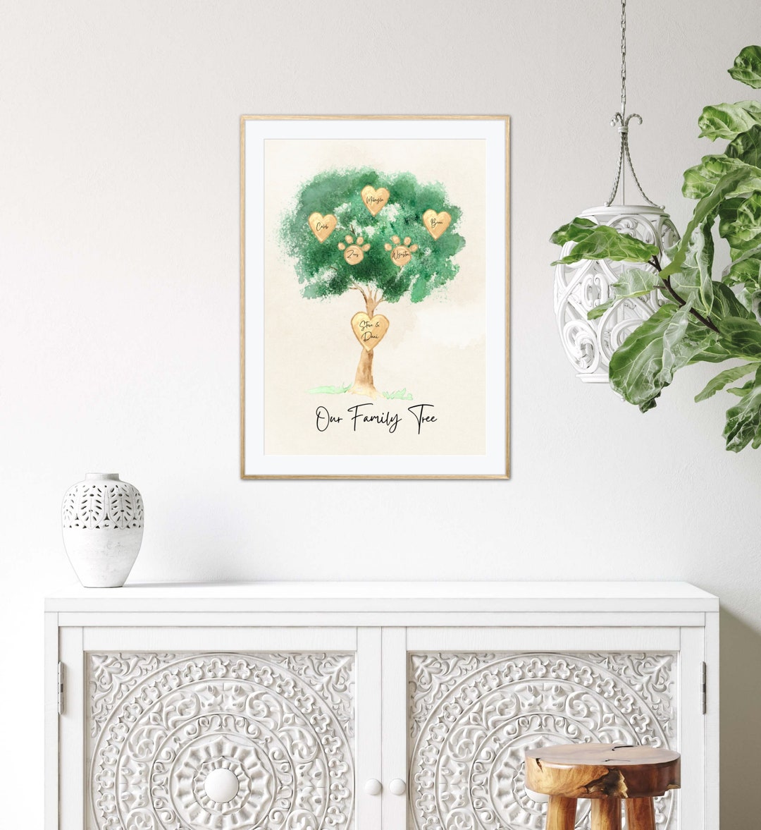 Personalized Family Tree Print With Pet Option Print A5, A4 or A3 - Etsy