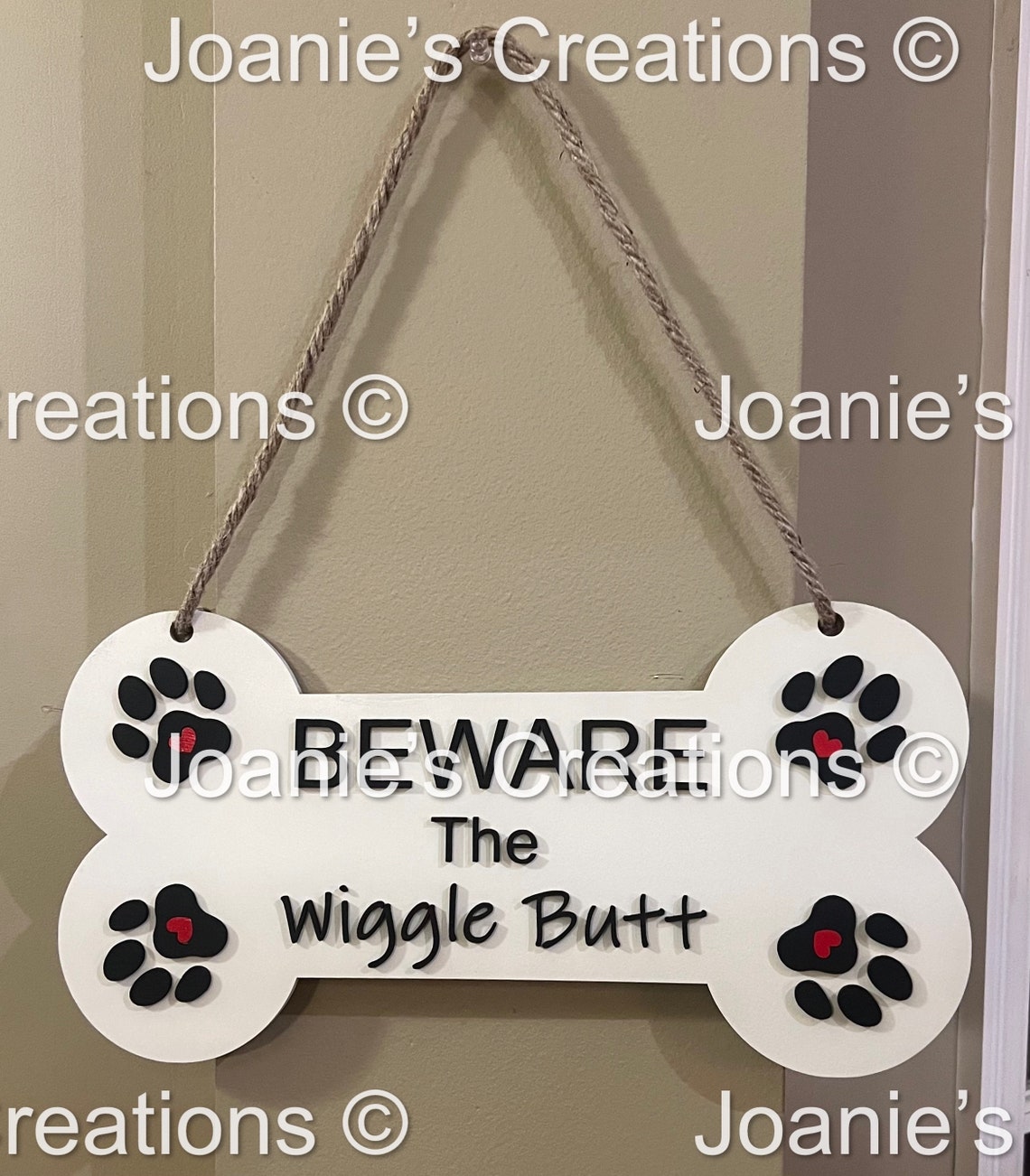 Beware the Wiggle Butt Wood Sign Laser SVG, Door Sign, Wall Decor, Bone ...