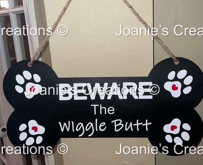 Beware the Wiggle Butt Wood Sign Laser SVG, Door Sign, Wall Decor, Bone ...