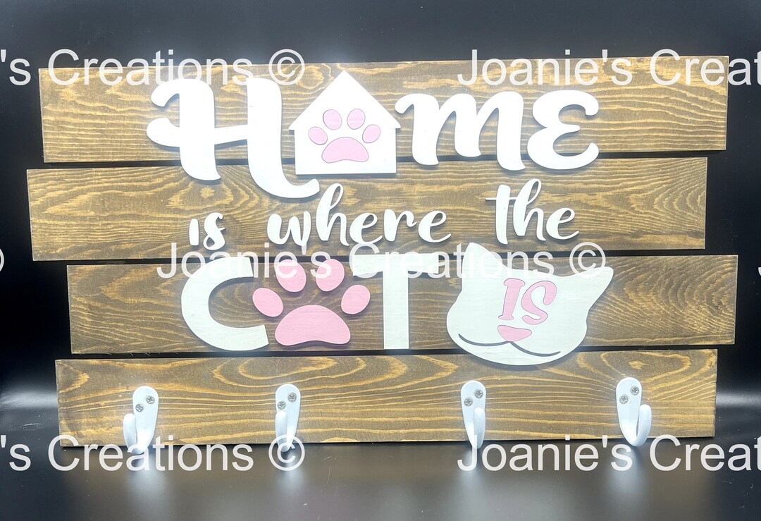 Home is Where the CAT is Wood Sign Laser Cut SVG, 2 SVG Files Included ...