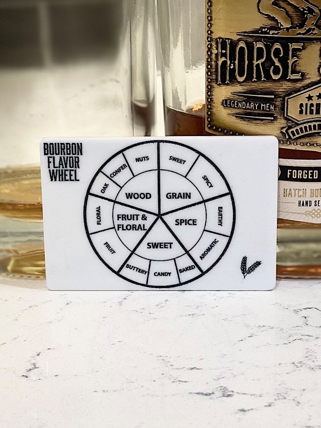 Whiskey / Bourbon Flavor Wheel Pocket Sized Double Sided Acrylic Long ...