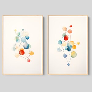 Abstract Watercolor Paintings of Molecules, Minimalist Abstract Art ...
